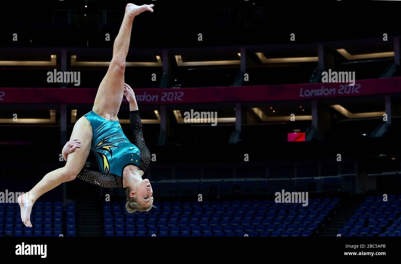 Emily Little from the Australian team during training on the beam at ...