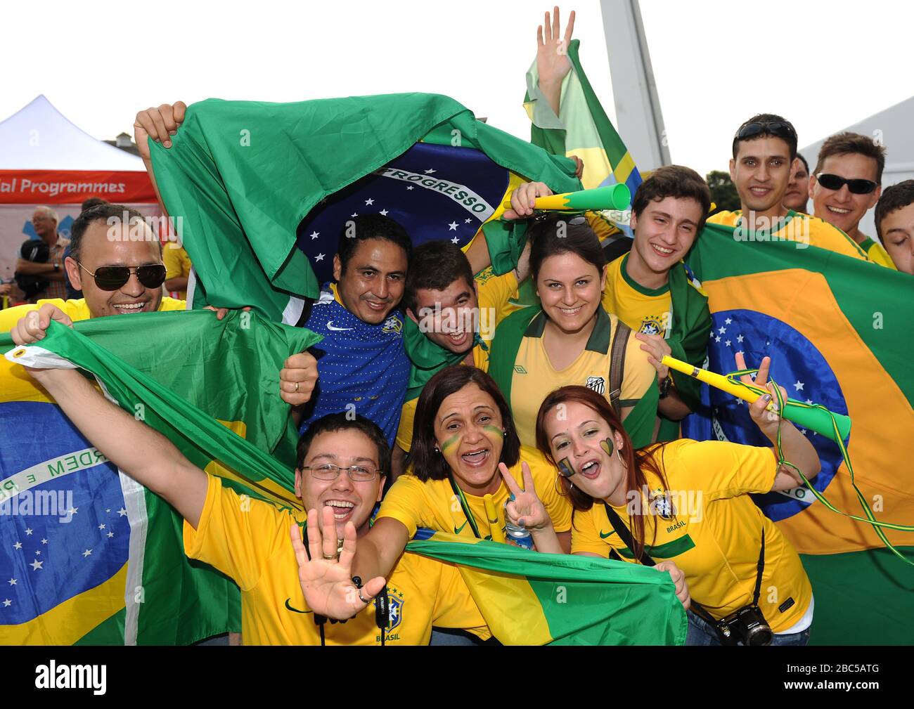 Brazil fans show their support outside of the Millennium Stadium before ...