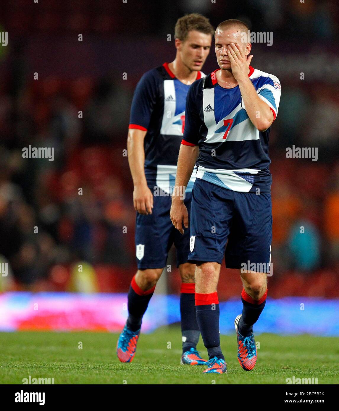Great Britain's Tom Cleverley looks dejected after the Great Britain v ...