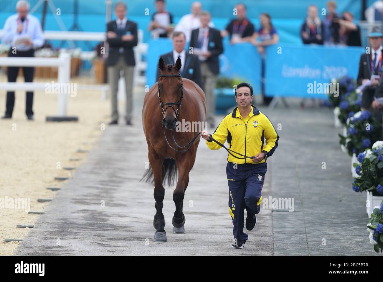Ecuador's Ronald Zabala with his horse Master Rose takes part in the ...