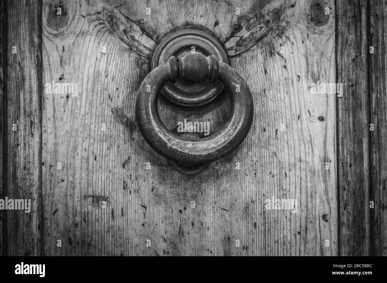 ancient doors close up within the historical streets of Rome Stock ...