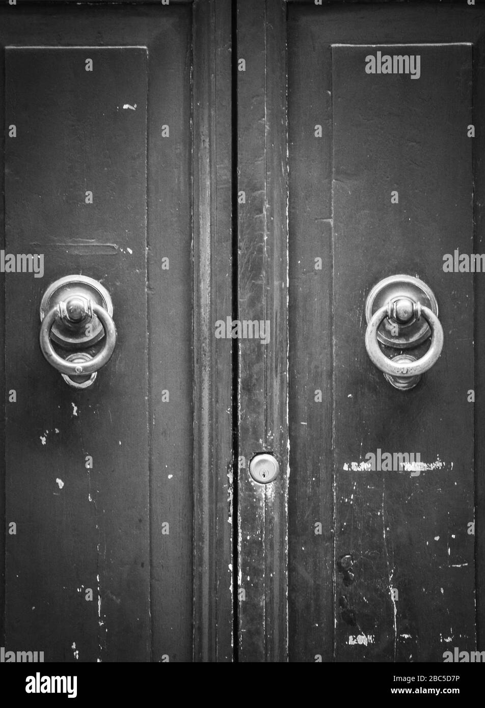 ancient doors close up within the historical streets of Rome Stock ...