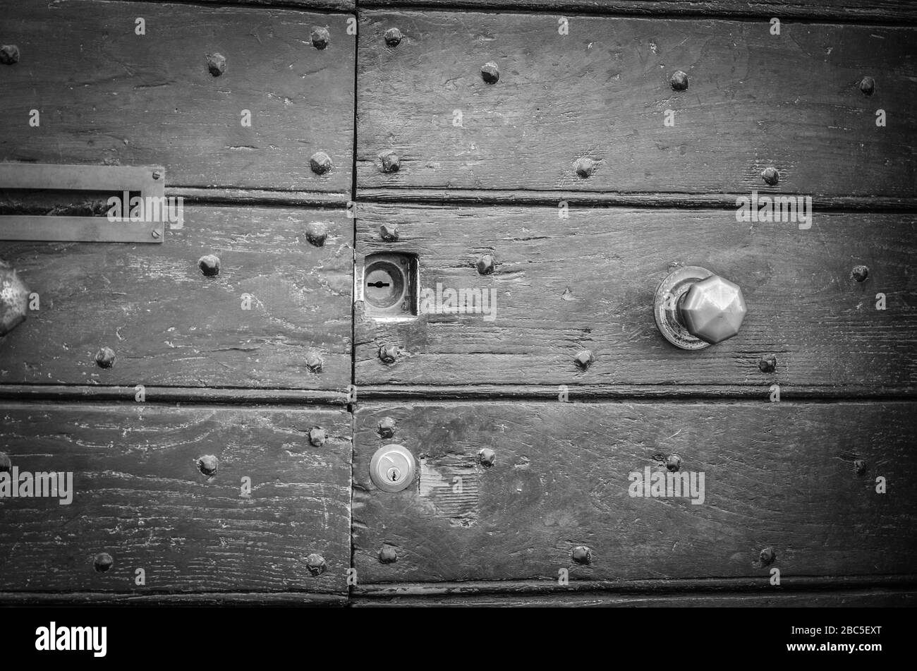 ancient doors close up within the historical streets of Rome Stock ...
