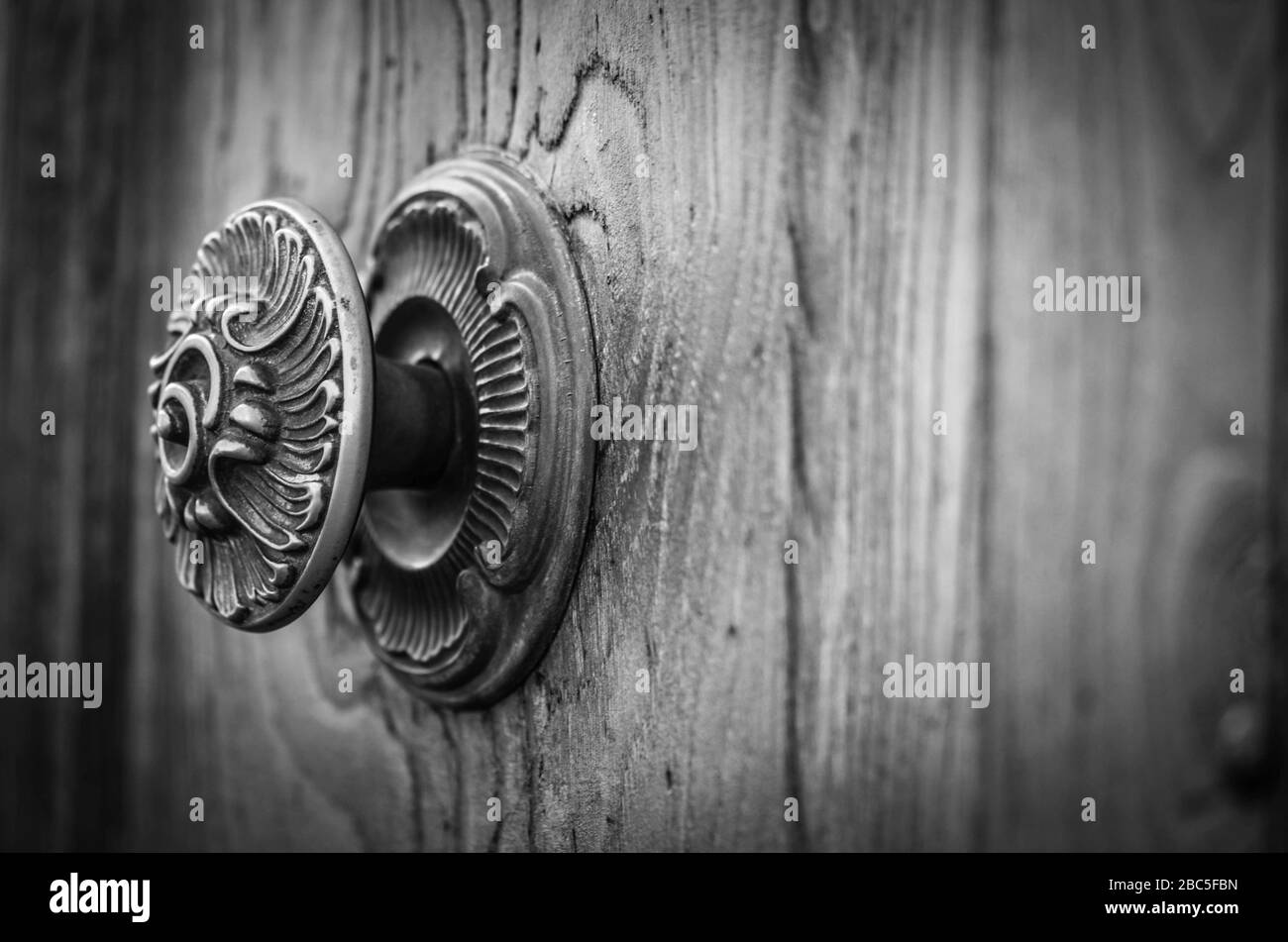 ancient doors close up within the historical streets of Rome Stock ...
