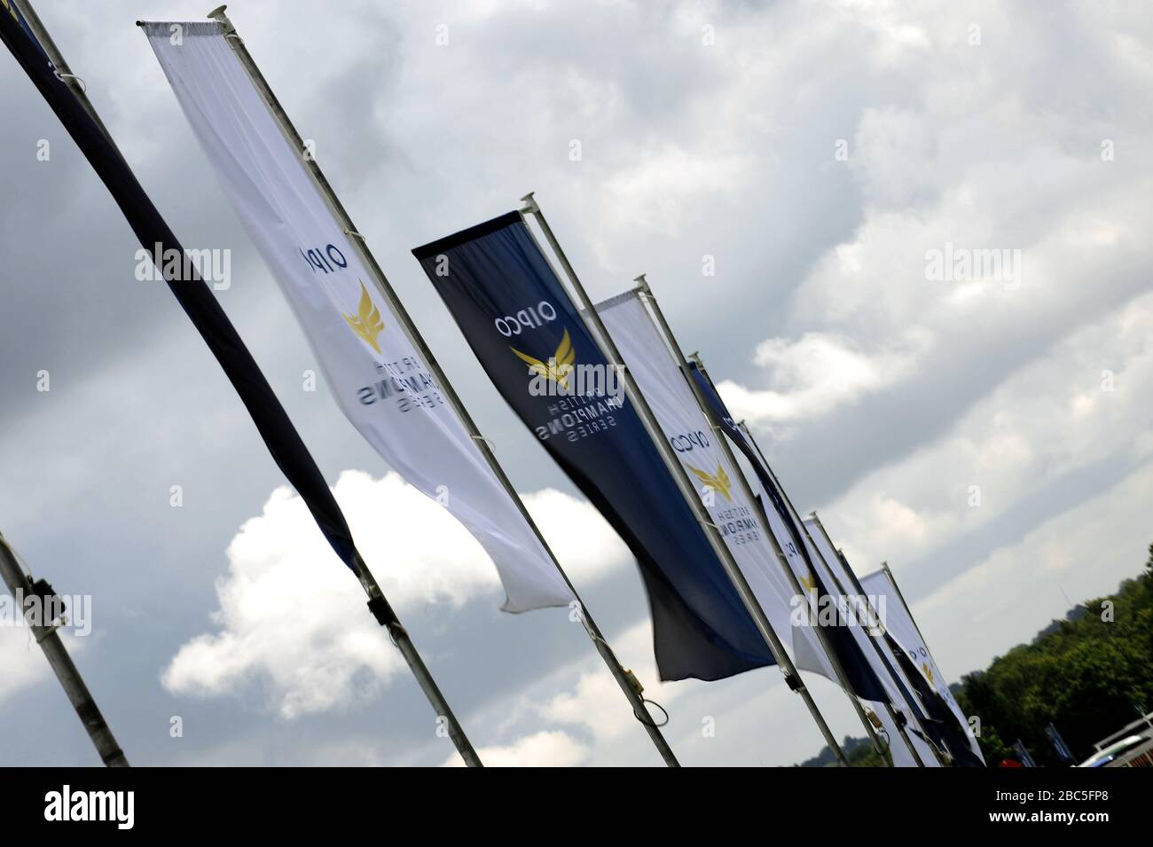 Flags in front grandstand hi-res stock photography and images - Alamy