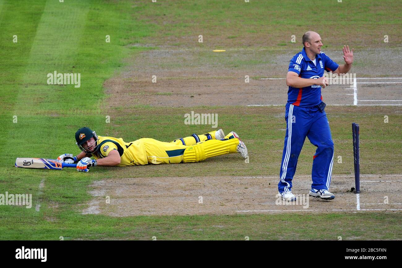 Australia's Peter Forrest looks up dejected after being run out by ...