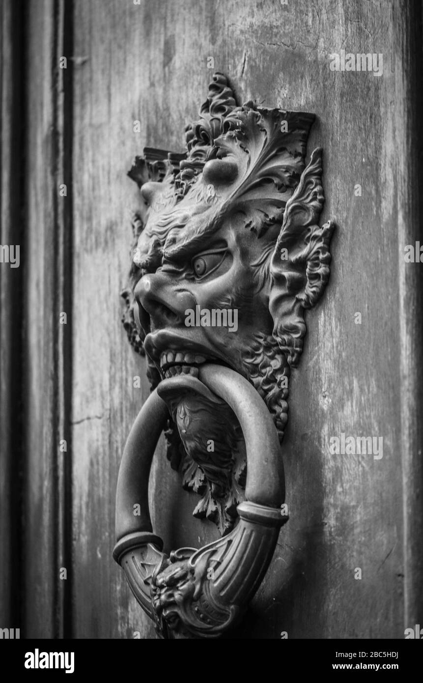 ancient doors close up within the historical streets of Rome Stock ...