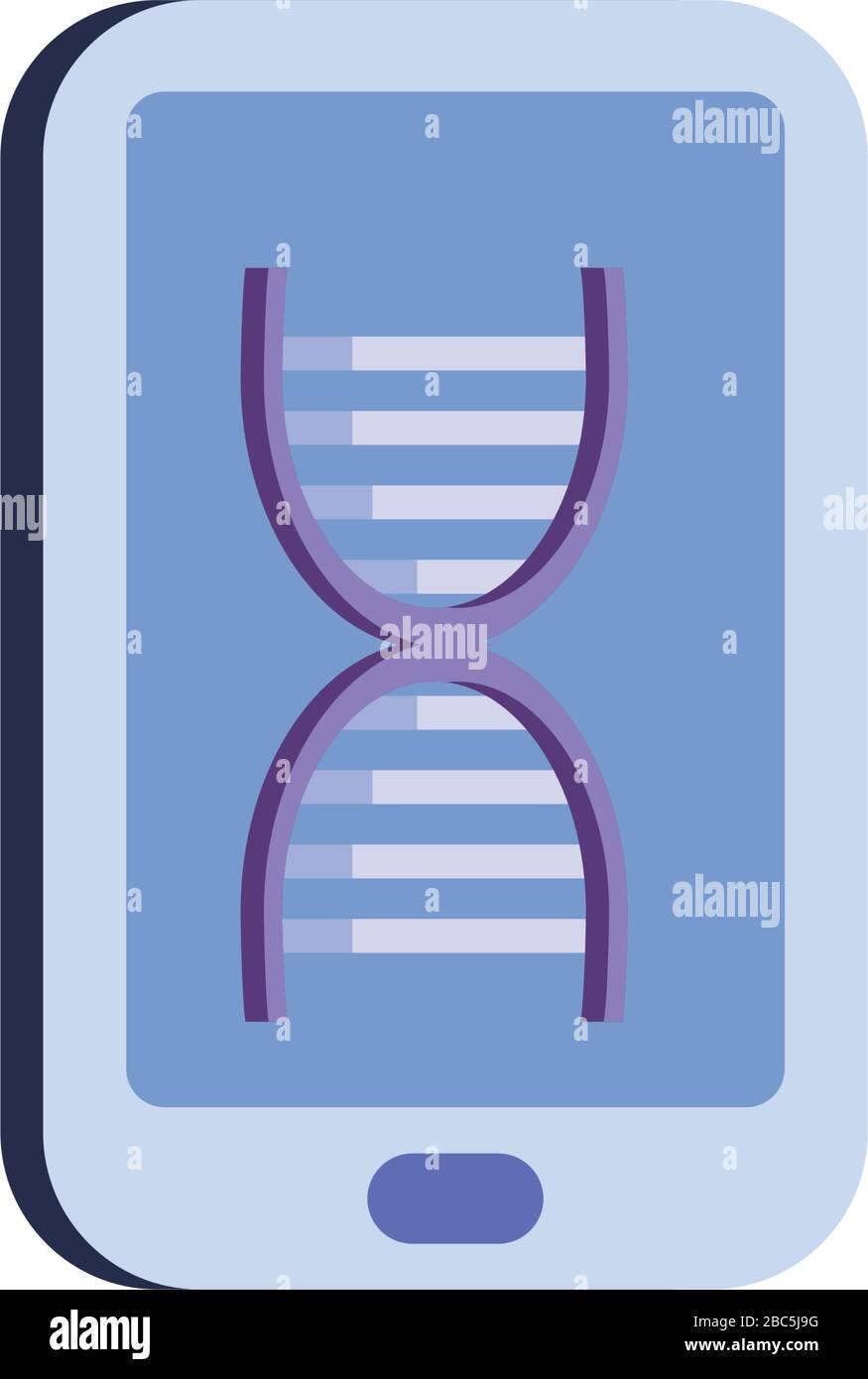 Dna structure inside smartphone flat style icon design, Chromosome ...