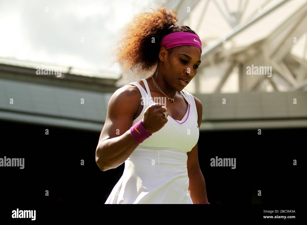 USA's Serena Williams celebrates winning the first set against Belarus ...