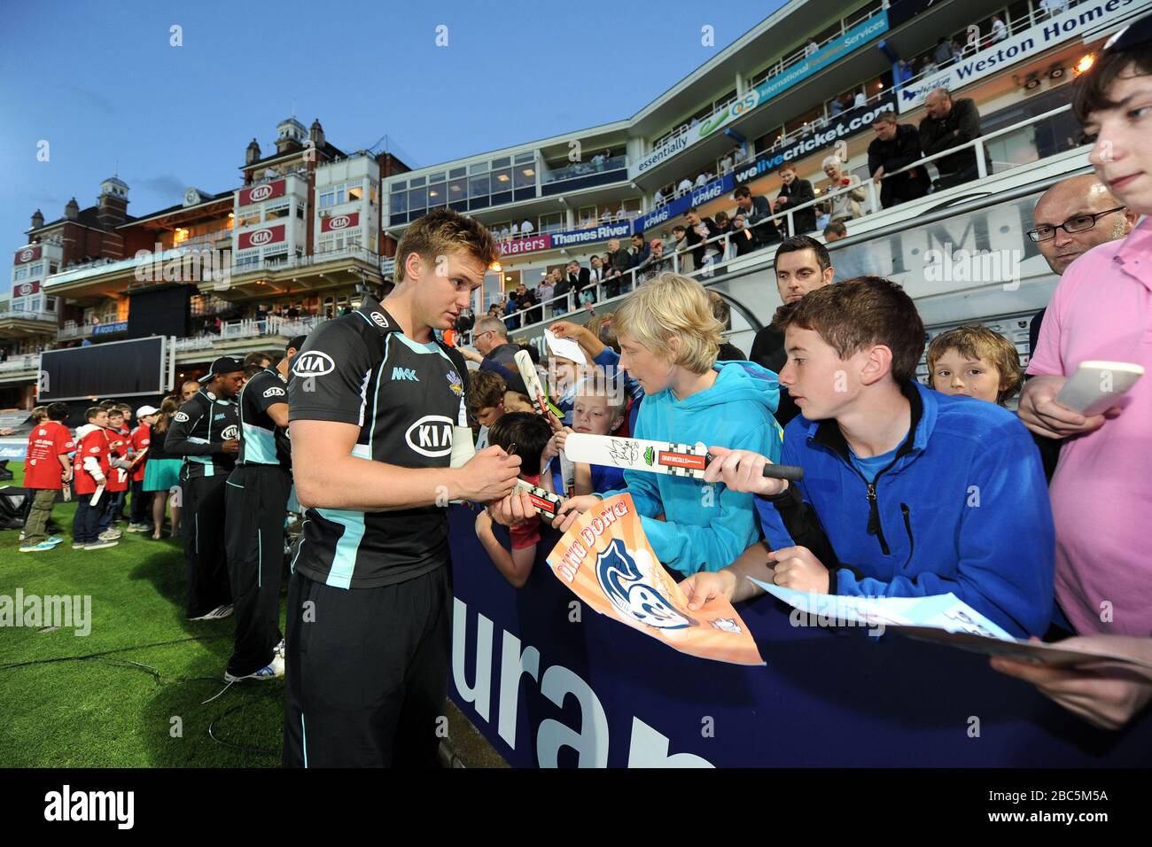 Surrey Lions' Jason Roy signs autographs for children following the ...