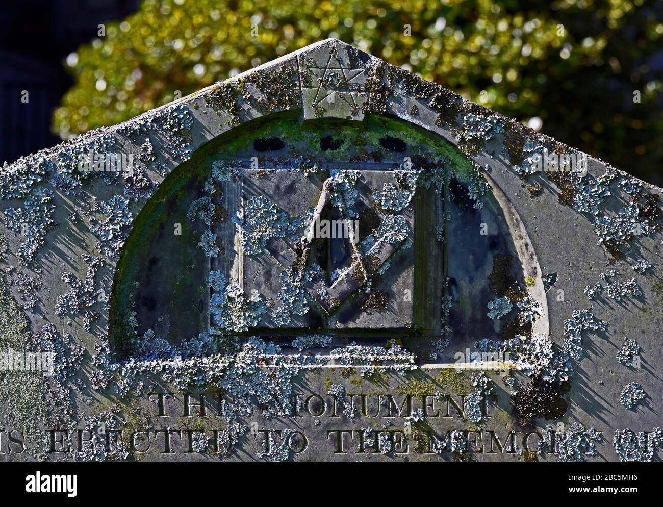 Detail of Gravestone with Masonic Symbols. Parish Church of Holy ...