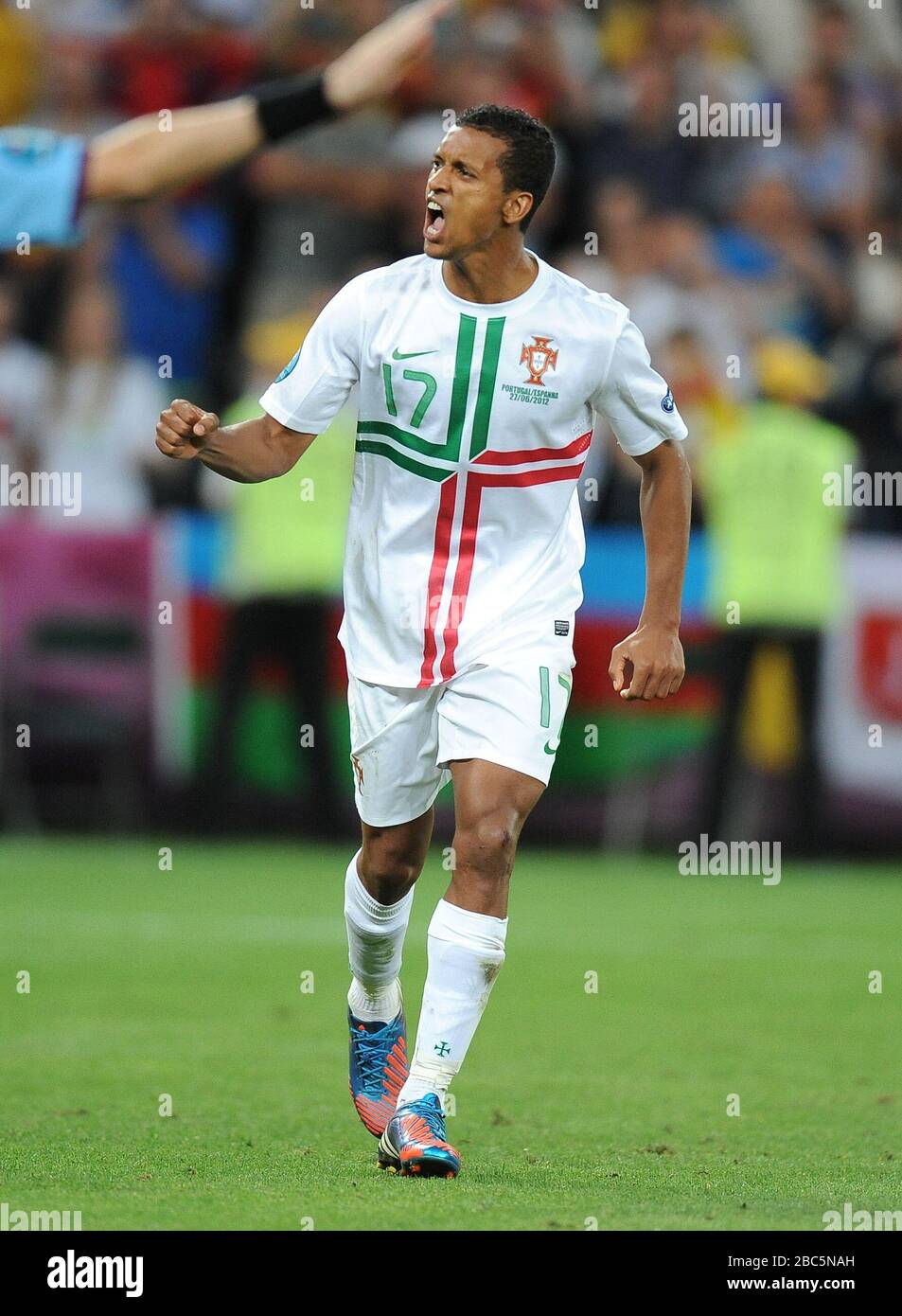 Portugal's Nani celebrates scoring his penalty in the penalty shoot out ...