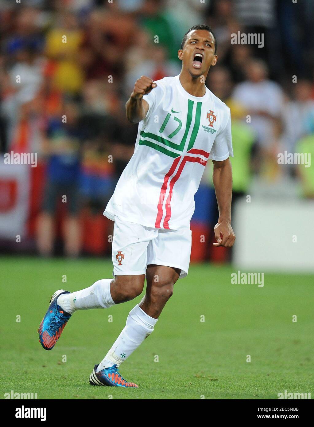 Portugal's Nani celebrates scoring his penalty in the penalty shoot out ...