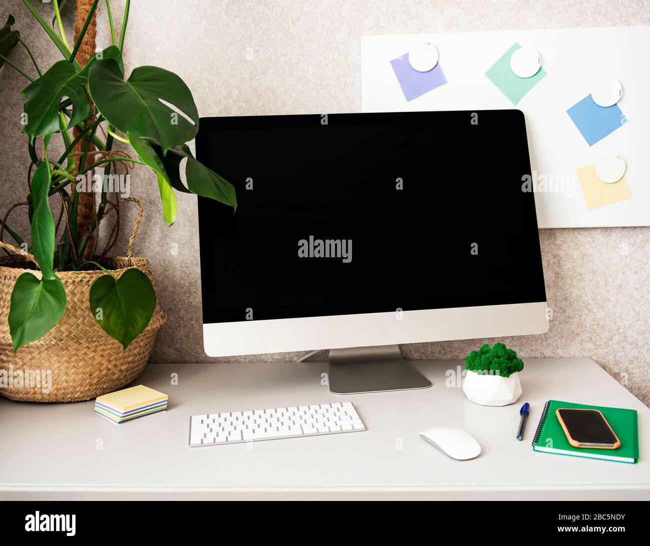 Computer at productive home workplace. Using computers and gadgets to ...