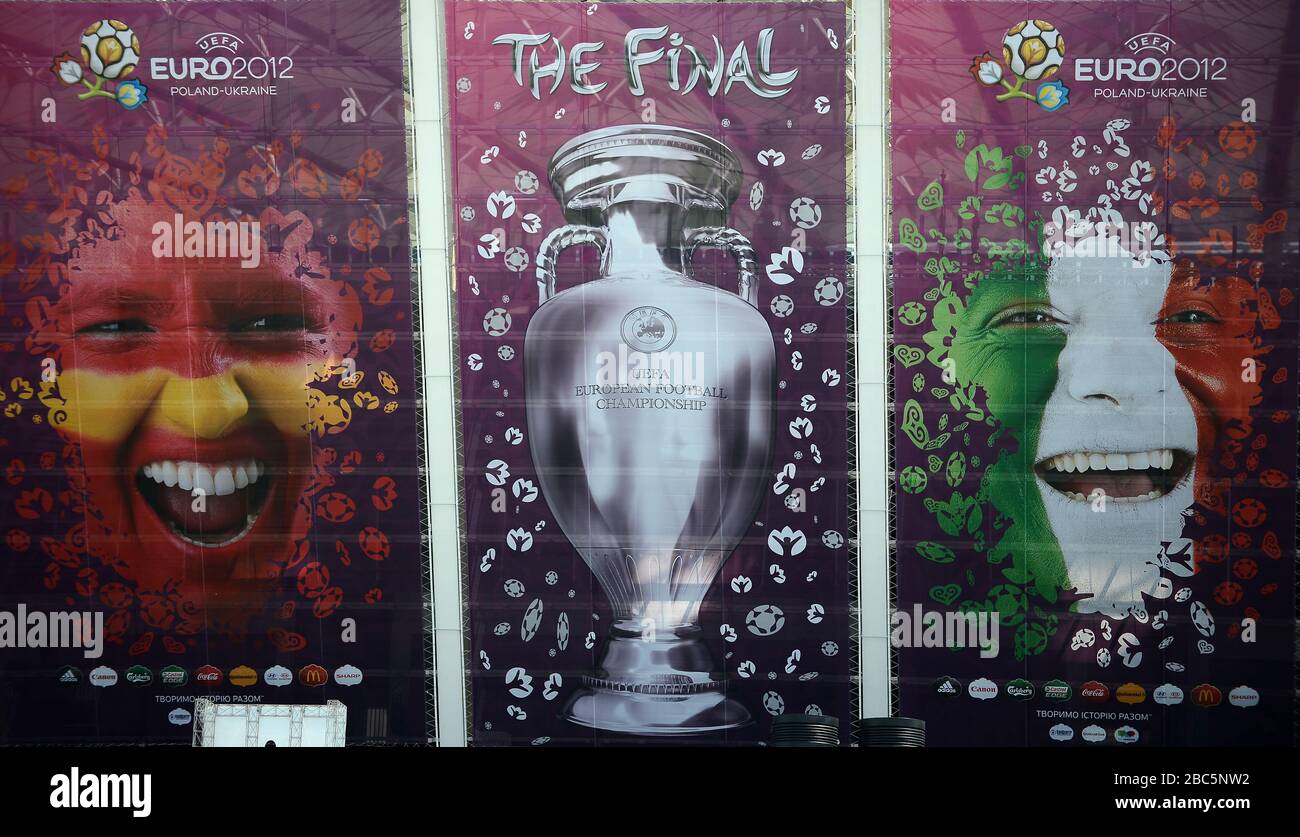Stadium signage for the final around the stadium Stock Photo - Alamy