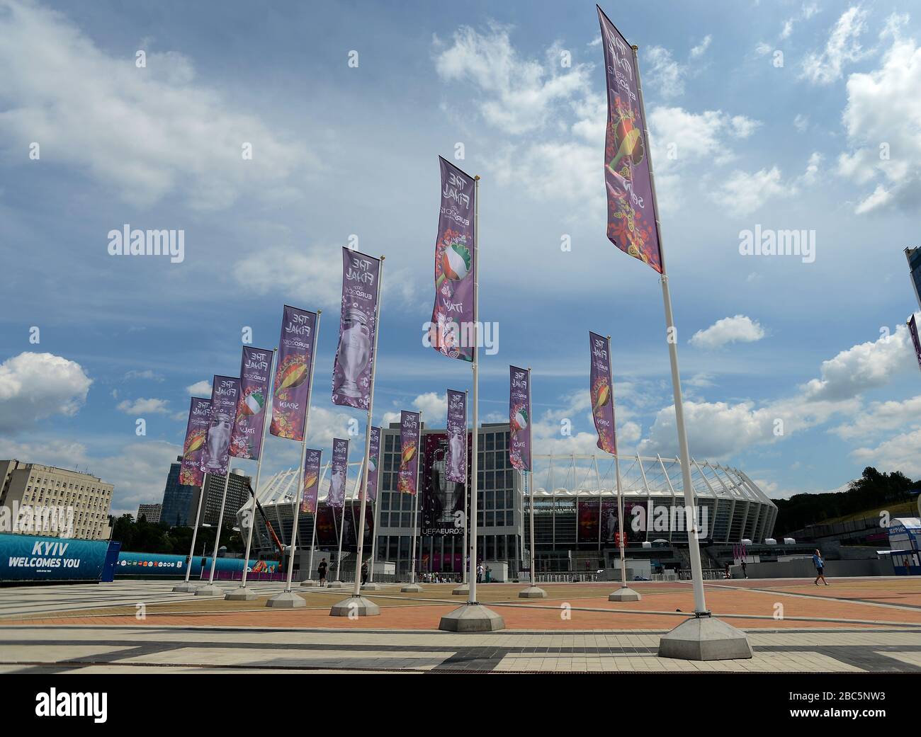Stadium signage for the final around the stadium with The Olympic ...