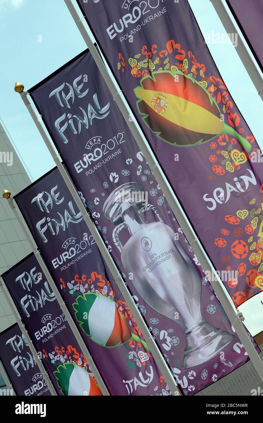 Stadium signage for the final around the stadium Stock Photo - Alamy