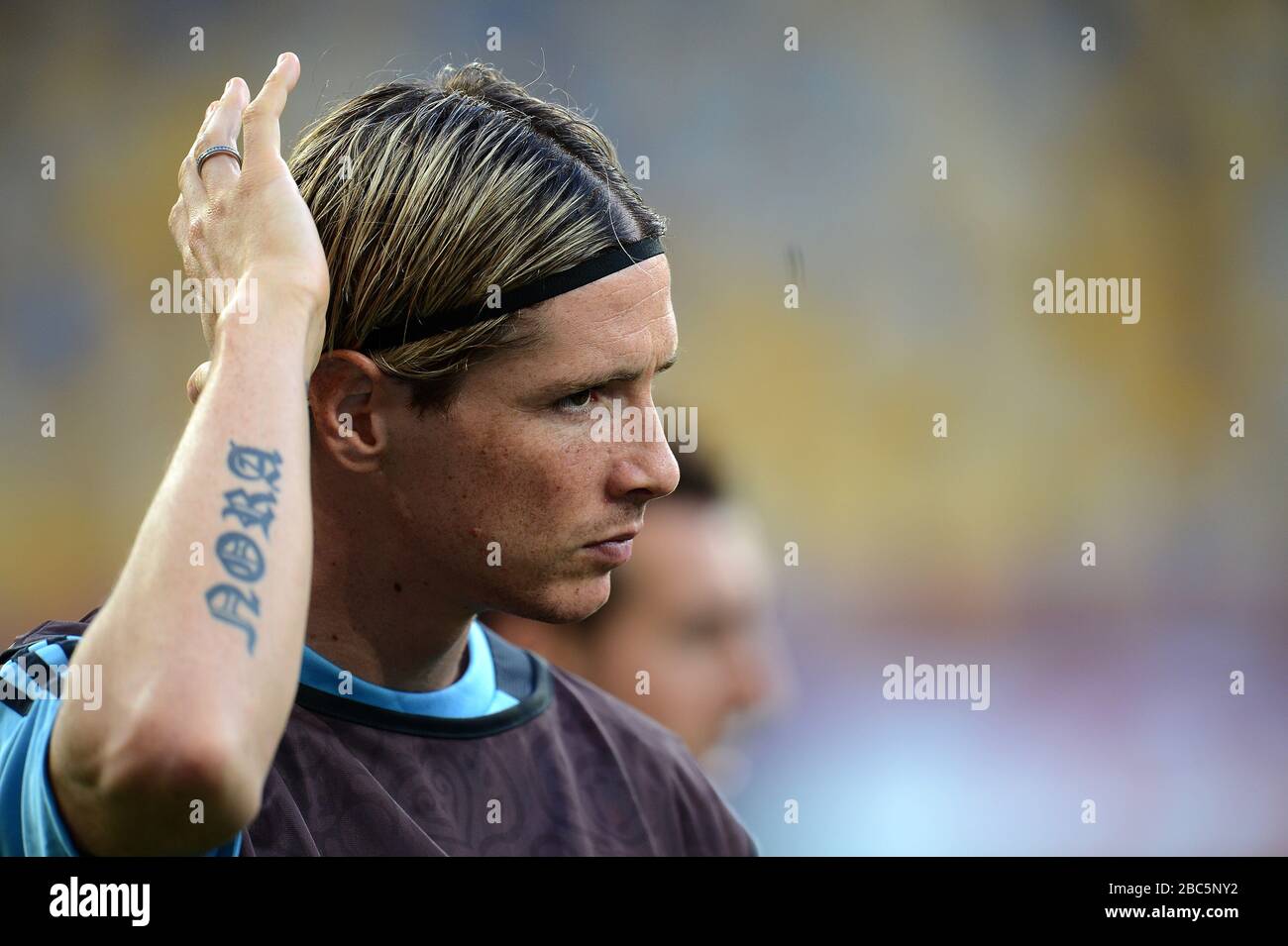 Spain's Fernando Torres during training at the Olympic Stadium in Kiev ...