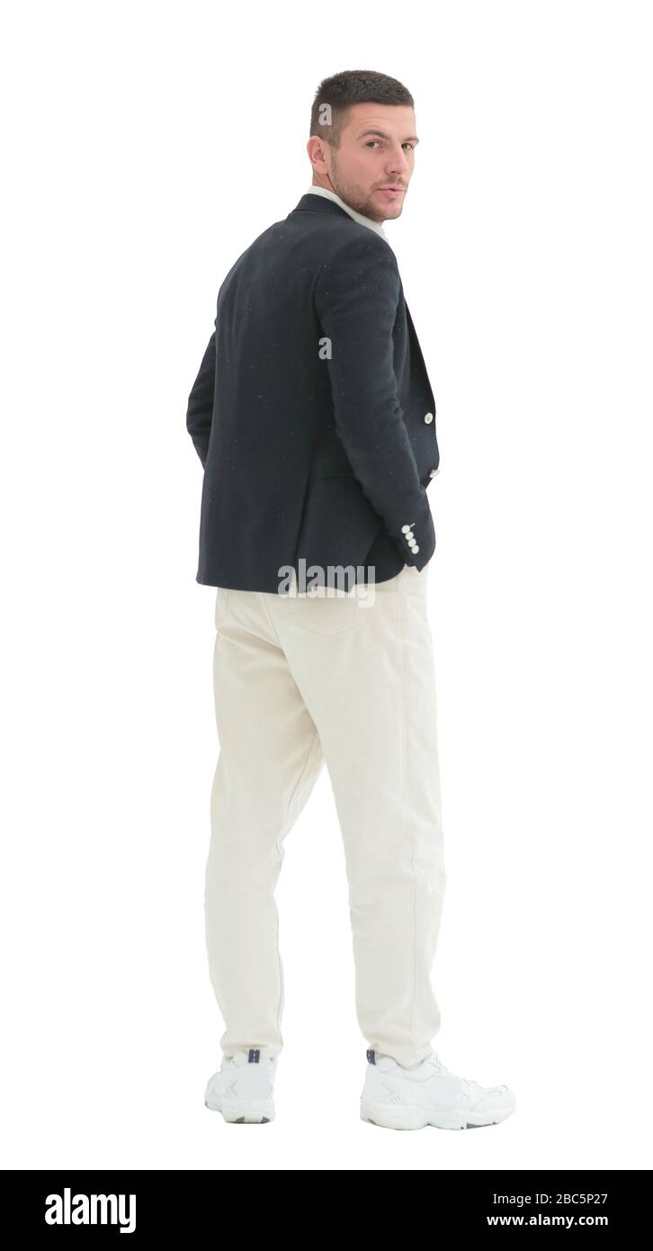 modern business man looking at a white blank screen Stock Photo - Alamy