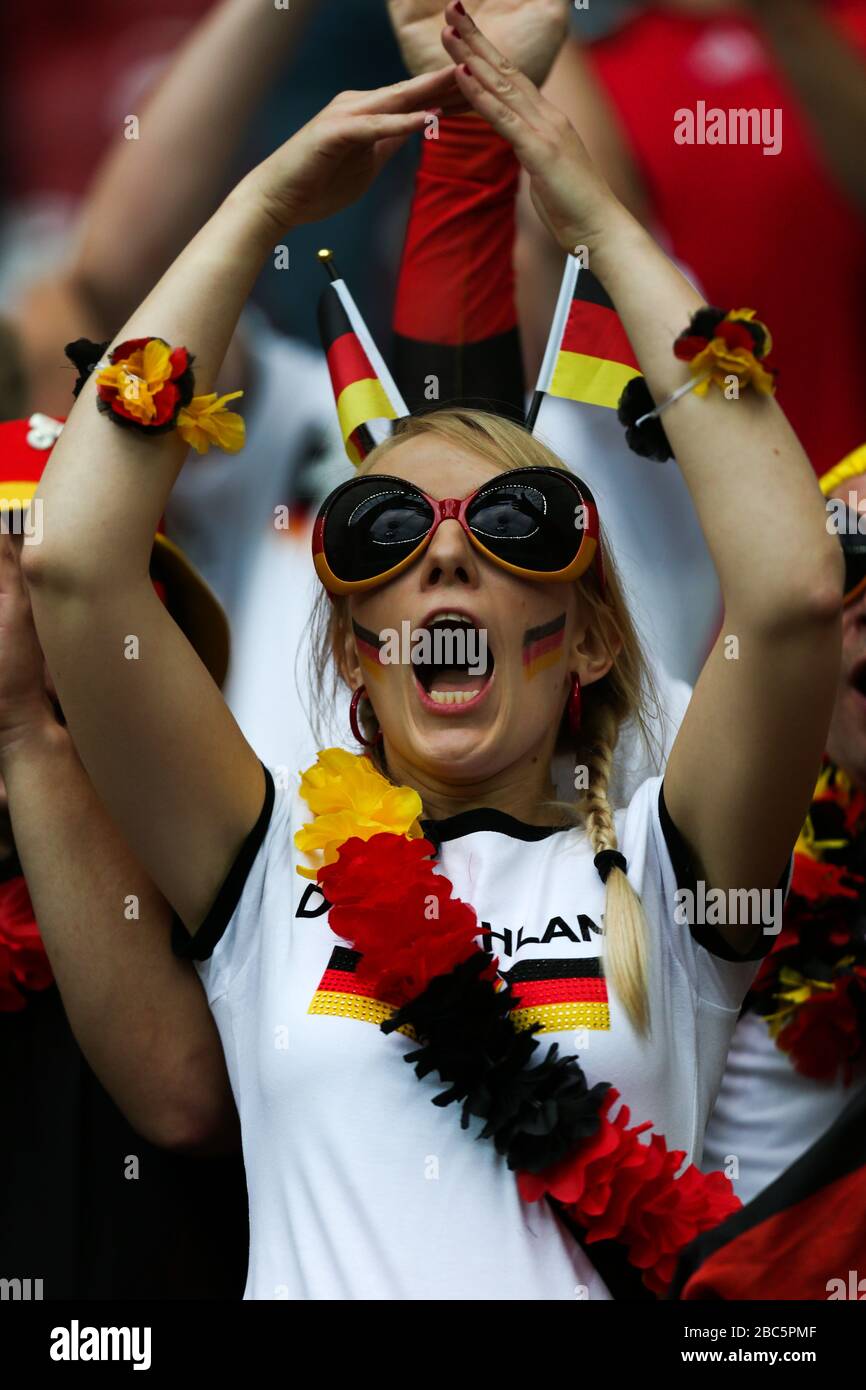 A Germany fan shows her support in the stands Stock Photo - Alamy