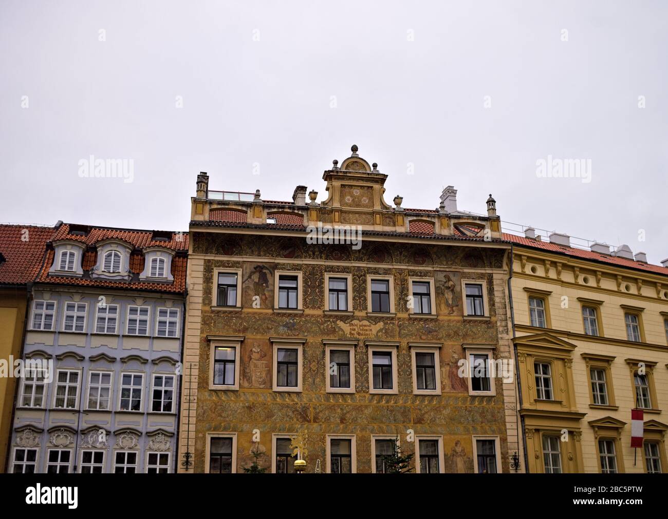 Bohemian architecture and colored buildings (Prague, Czech Republic ...