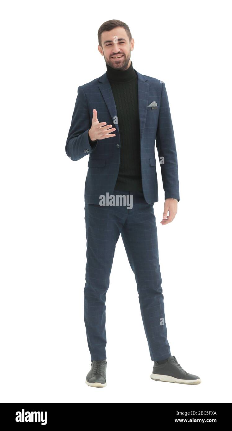 in full growth. confident modern man in business clothes Stock Photo ...