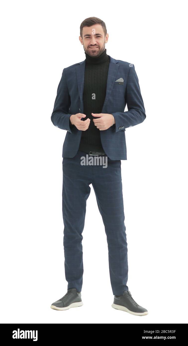in full growth. confident modern man in business clothes Stock Photo ...