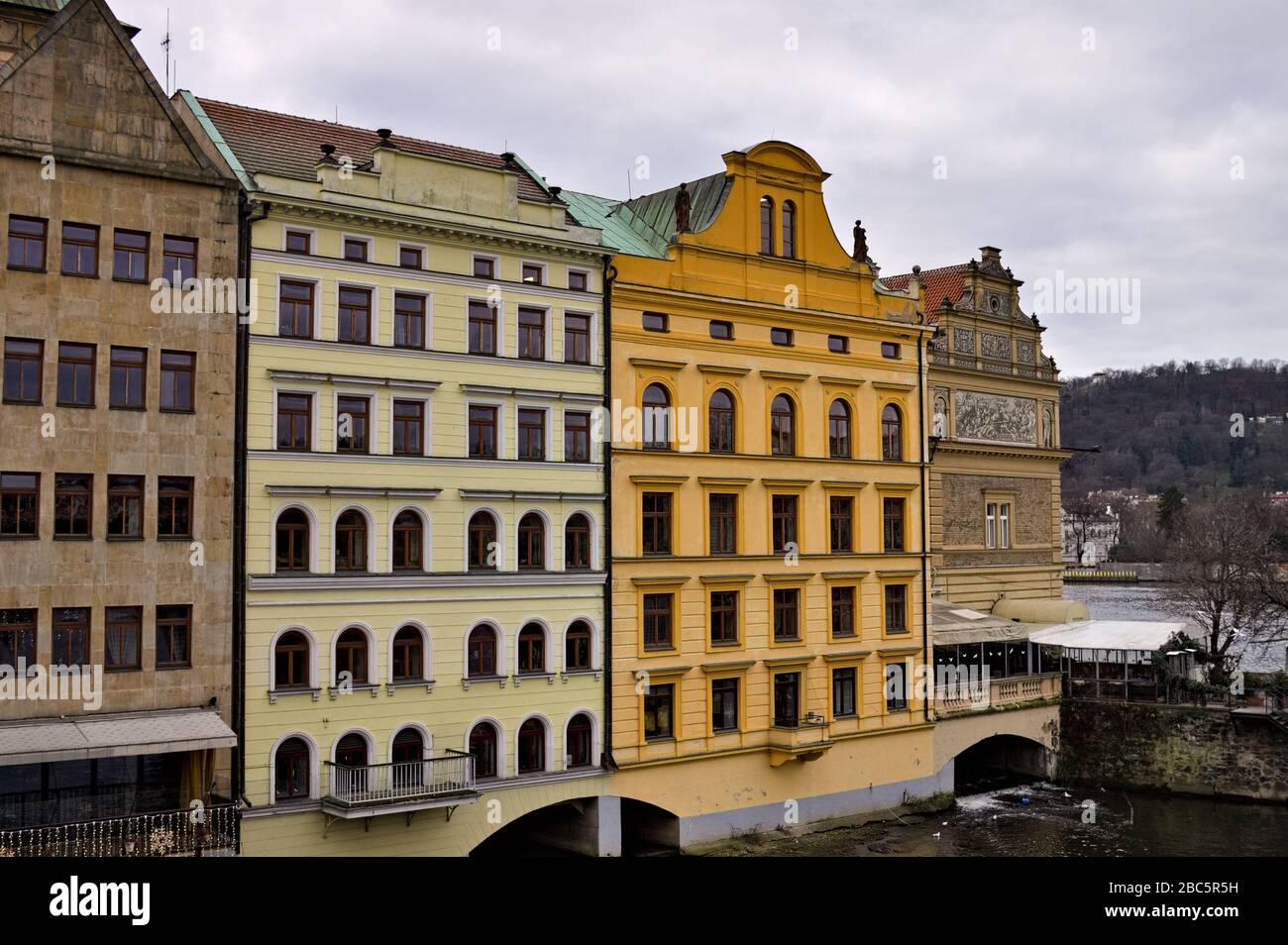 Bohemian architecture and colored buildings (Prague, Czech Republic ...