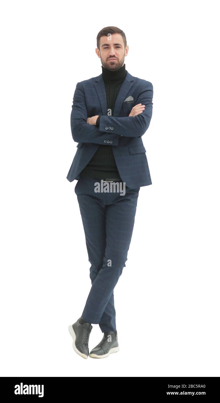 in full growth. confident modern man in business clothes Stock Photo ...