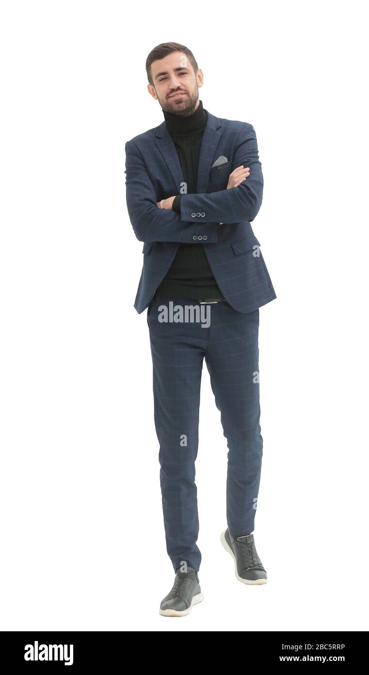 in full growth. confident business man . isolated on white Stock Photo ...