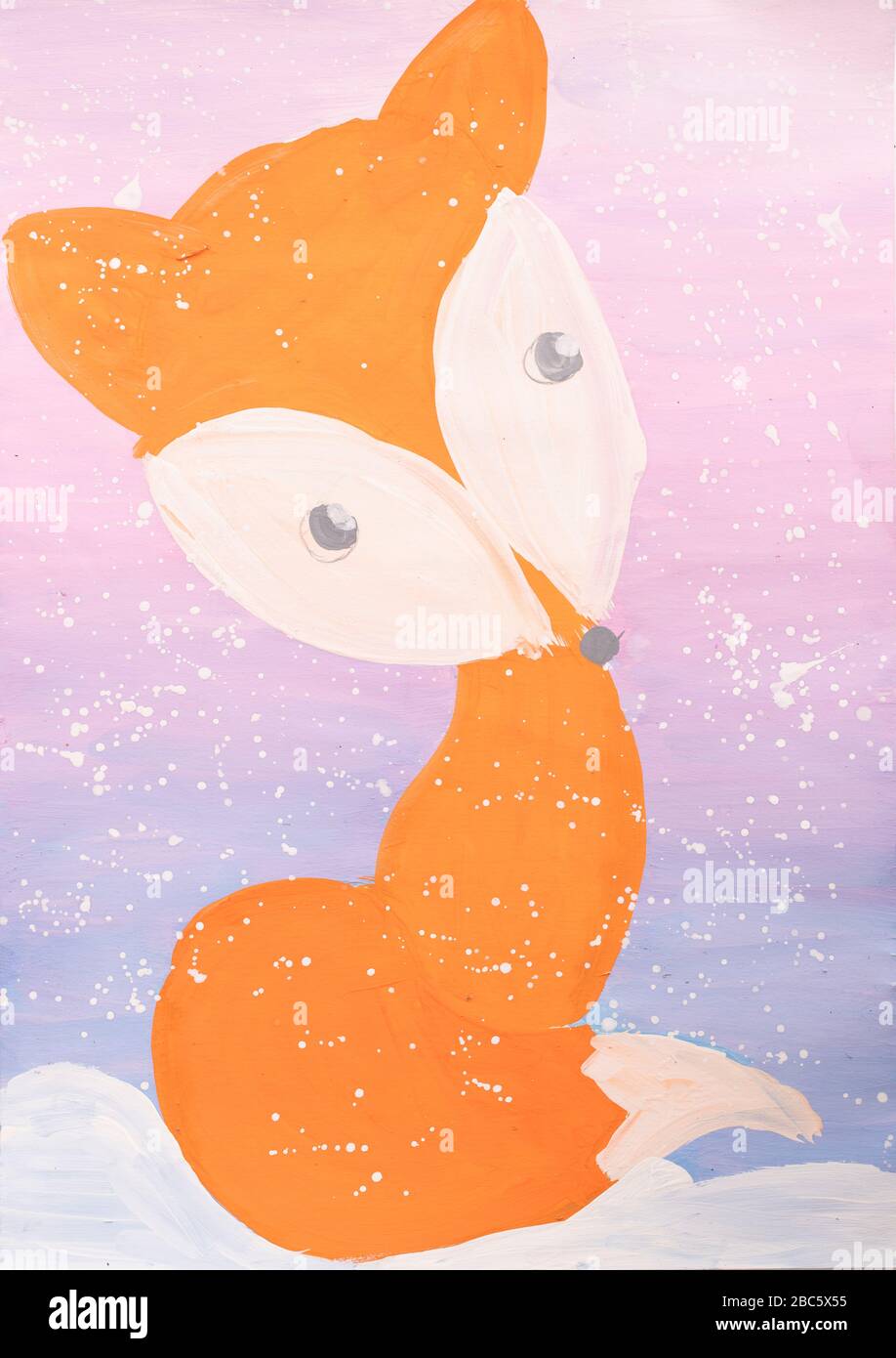 Children drawing red fox shot Stock Photo - Alamy