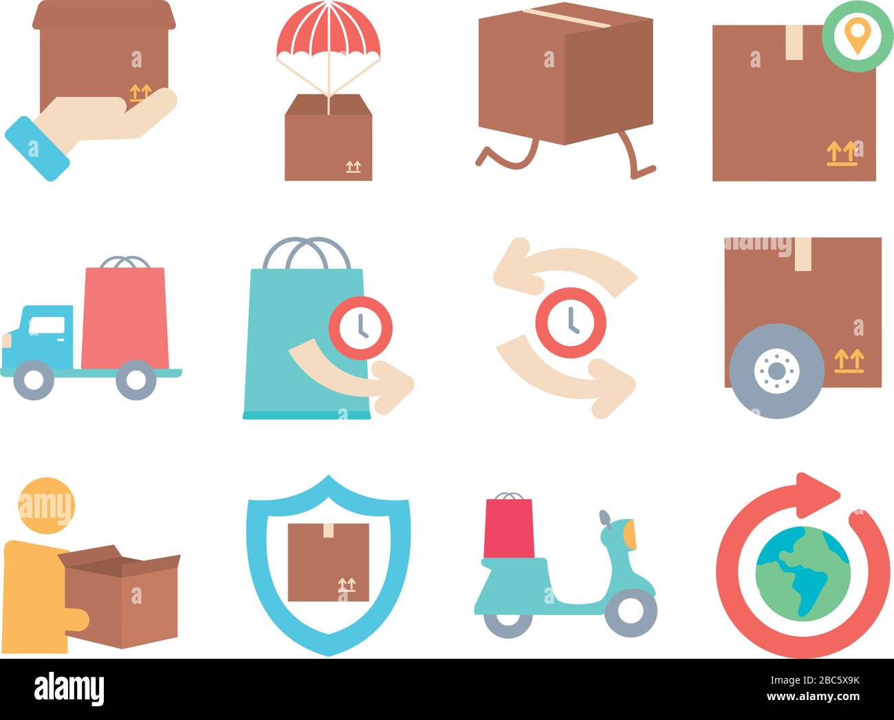 truck and fast delivery icon set over white background, flat style ...