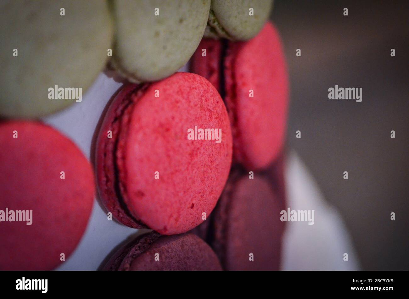 mix french macaroons with different flavours & colours Stock Photo - Alamy