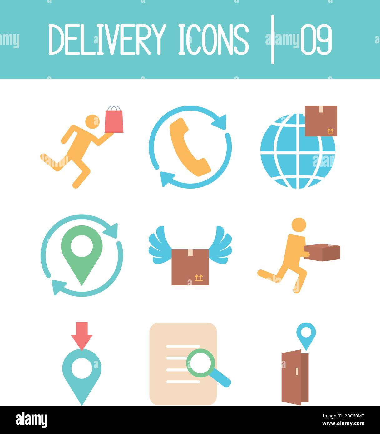 location pin and delivery icon set over white background, flat style ...