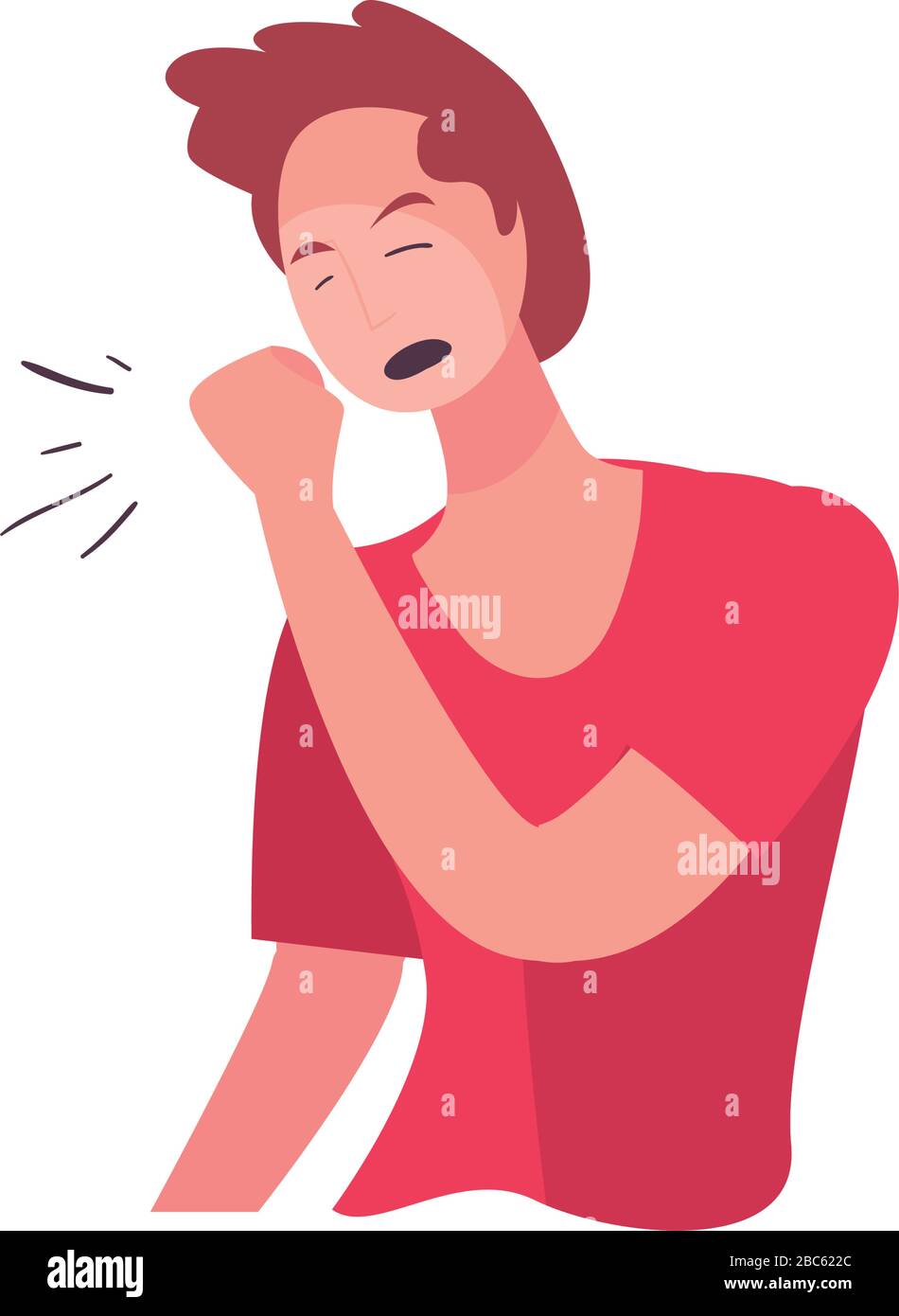 Man coughing flat style icon design of Medical care health hospital ...