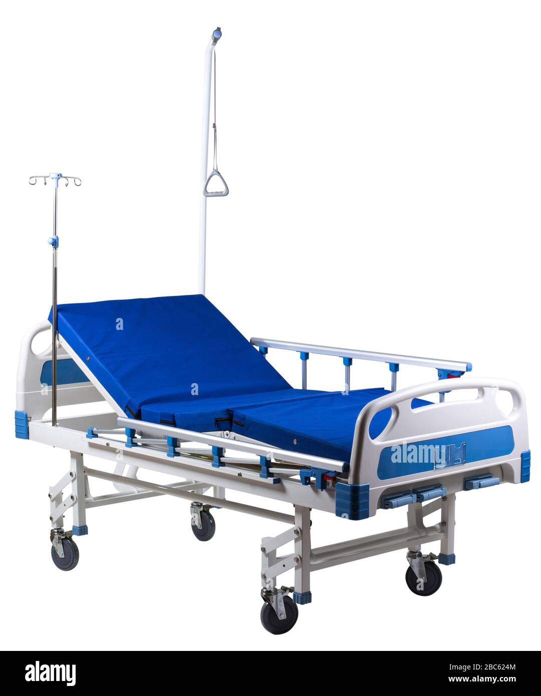 Modern mobile transforming medical bed isolated on white background ...