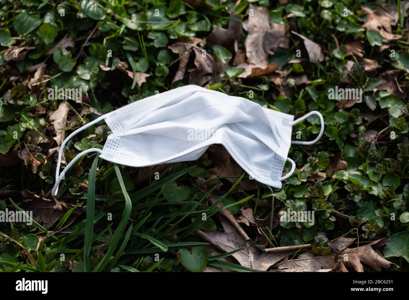 Discarded used disposable medical face mask for protection against ...