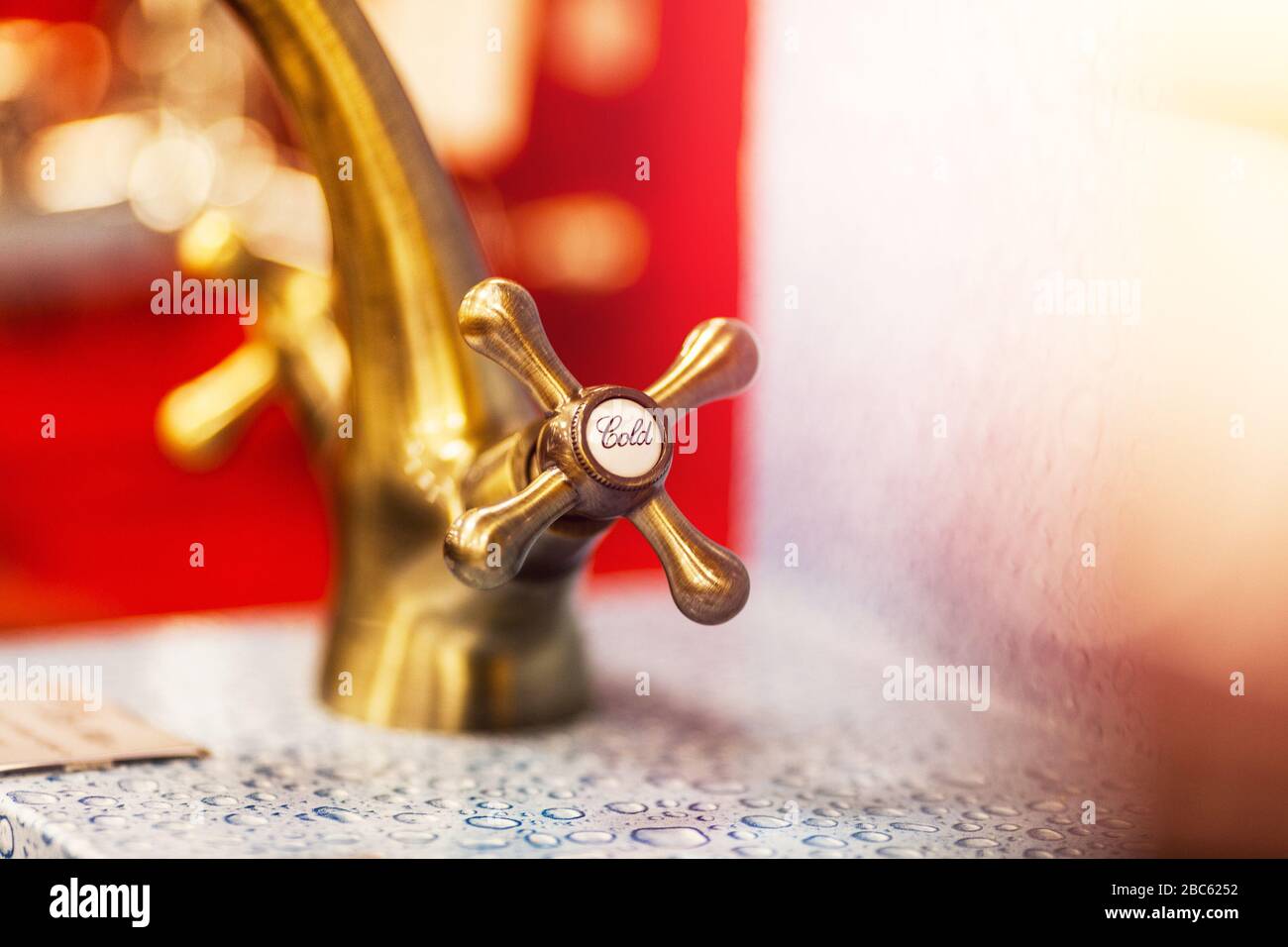 Cold water, vintage faucet water tap Stock Photo - Alamy