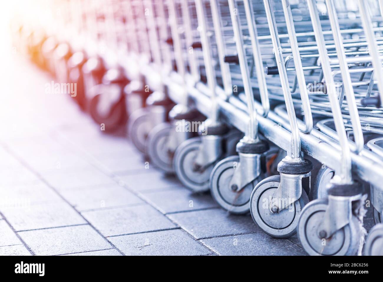 Shopping charts lined up ready for shopping, with haze effect Stock ...