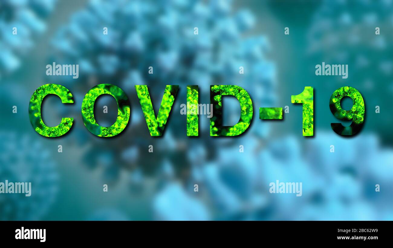 Coronavirus outbreak. Word COVID-19 written on blue background with ...