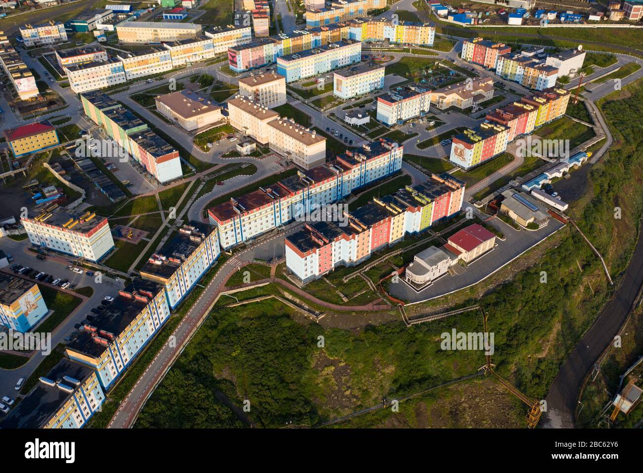 Anadyr, Russia - July 23, 2019: View of residential quarters of the ...