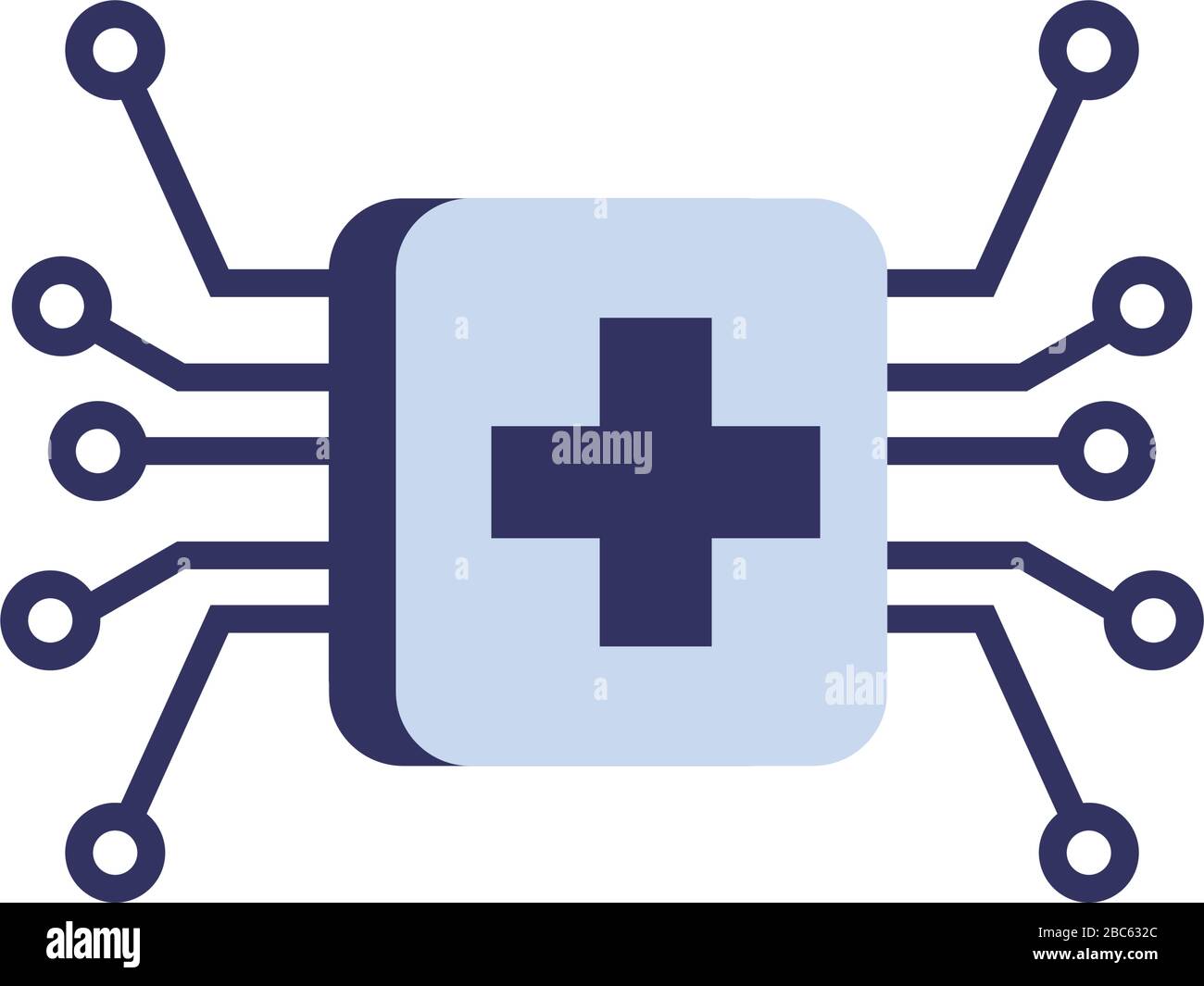Cross inside frame and circuit flat style icon design of Medical care ...