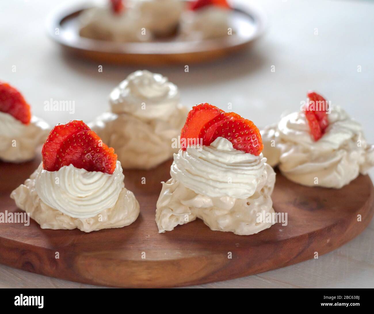 Strawberry pavlova cake, pavlova dessert, the meringue with ...