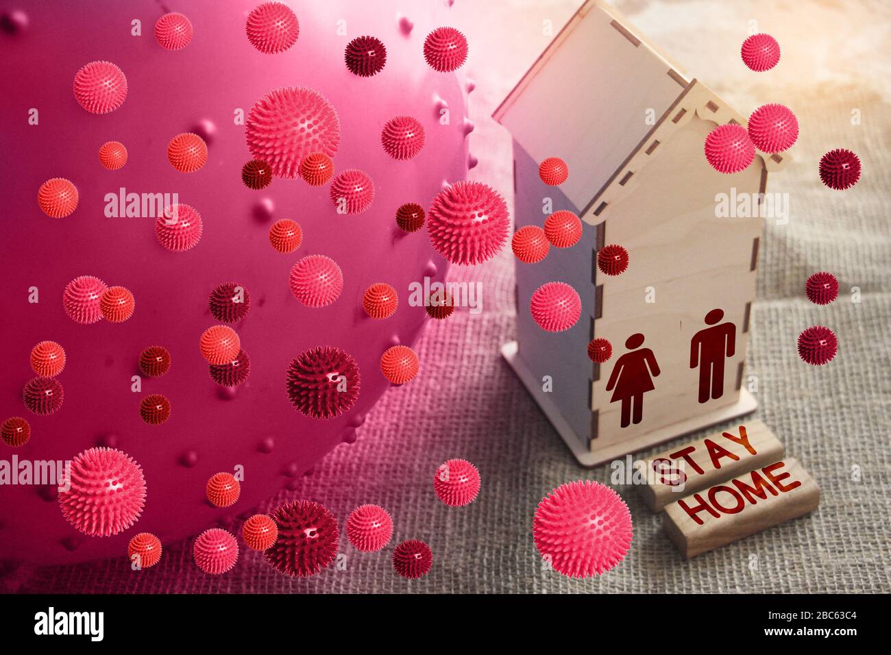 Wooden house with words stay home and save yourself from coronavirus ...