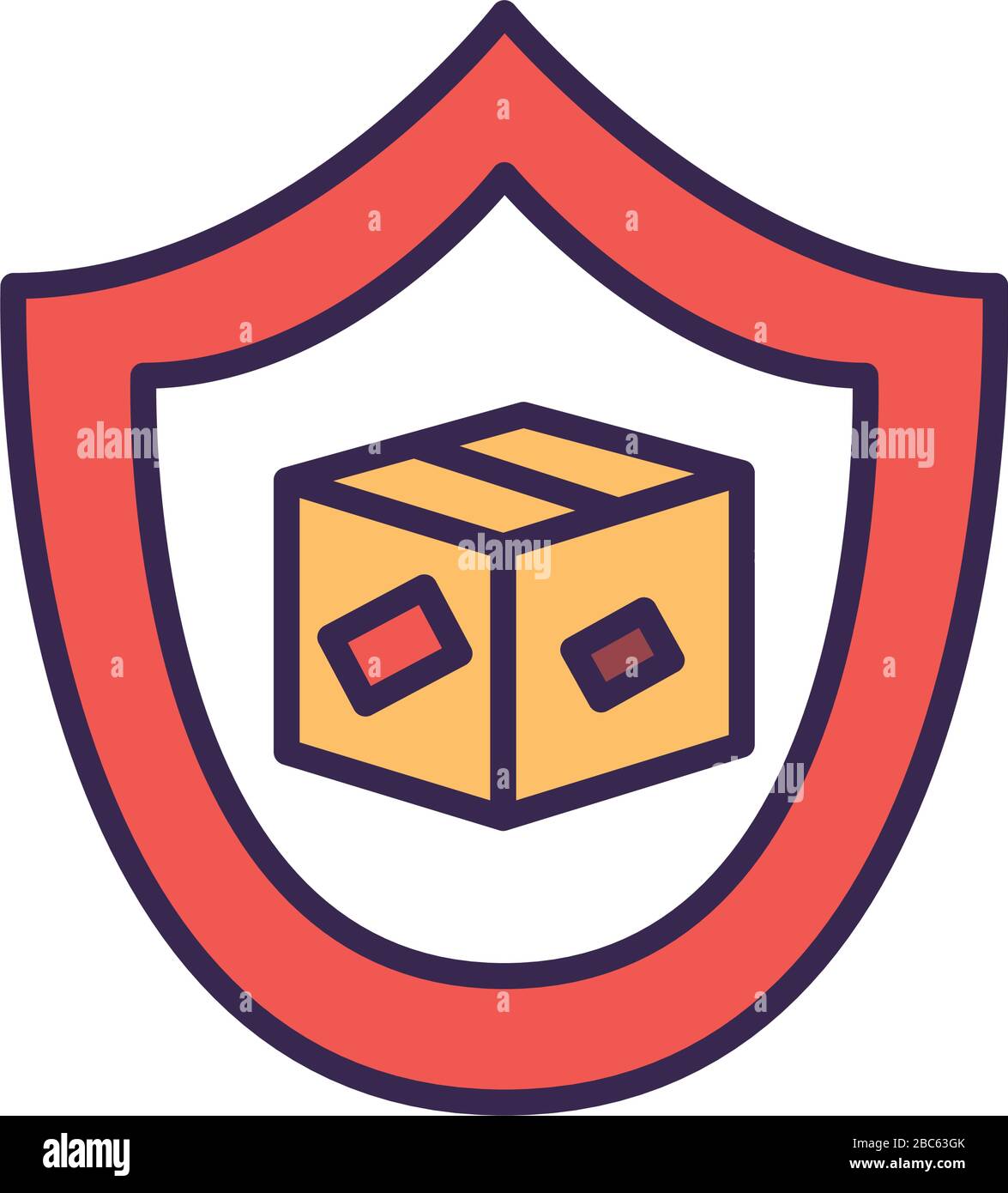 box carton in shield line and fill style Stock Vector Image & Art - Alamy