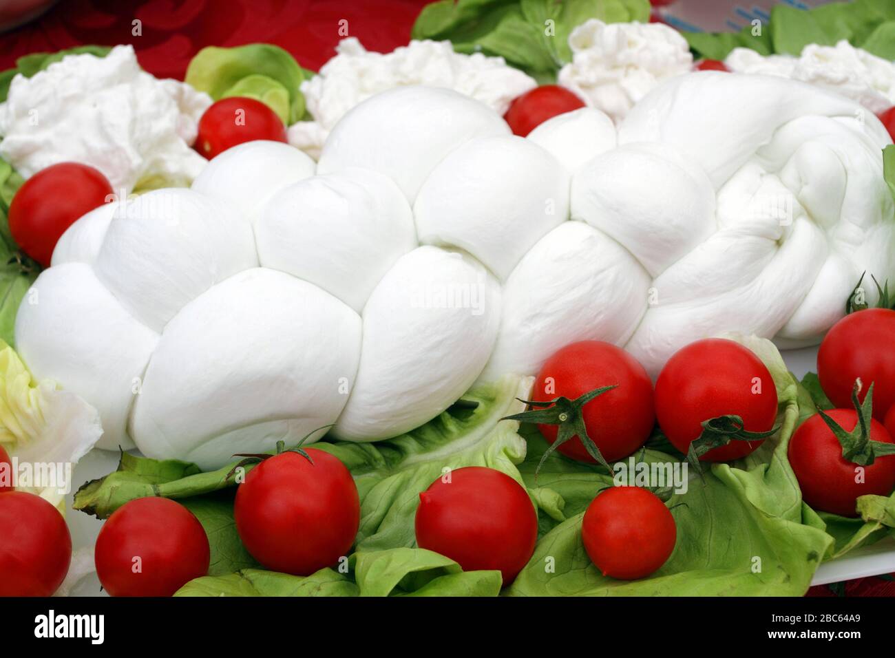 braid of buffalo mozzarella typical dairy product from Campania - Italy ...