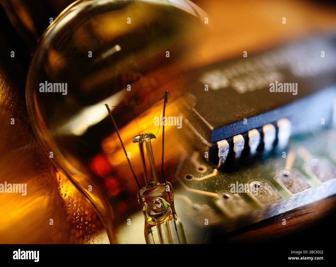 Lightbulb and electronic circuit photos blended together Stock Photo ...