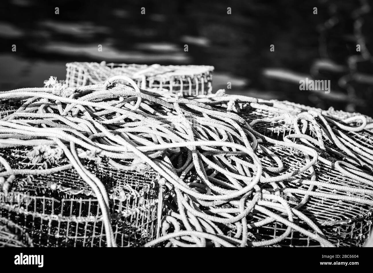 old harbour close up view - fishing ned, fishing boats & seaside view ...