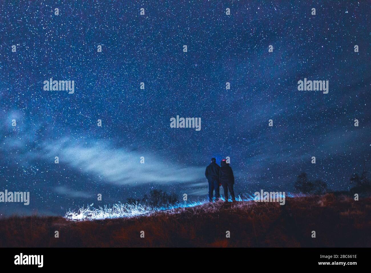 Couple looking at the stars together, simple concept, relationship ...