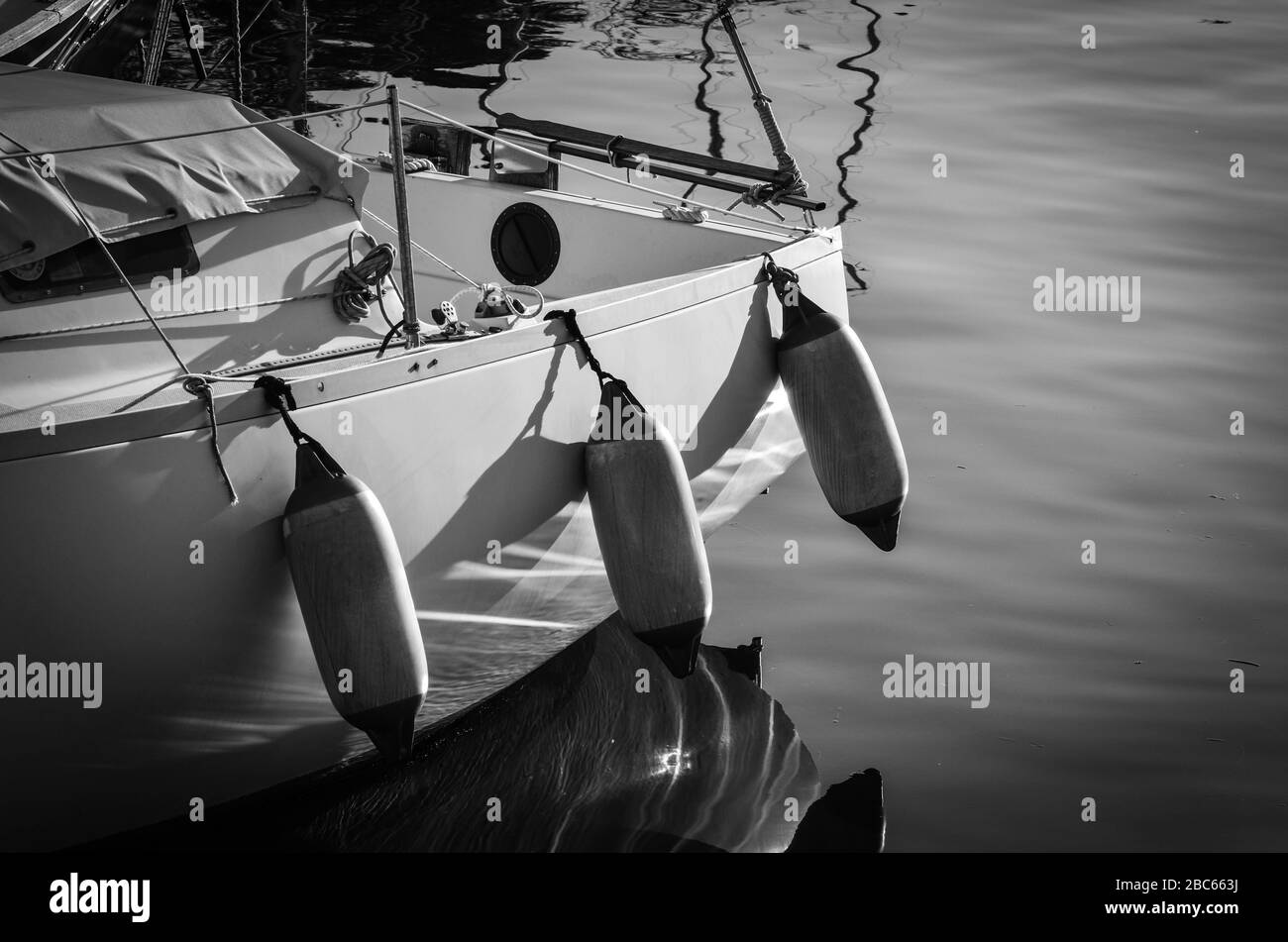 old harbour close up view - fishing ned, fishing boats & seaside view ...